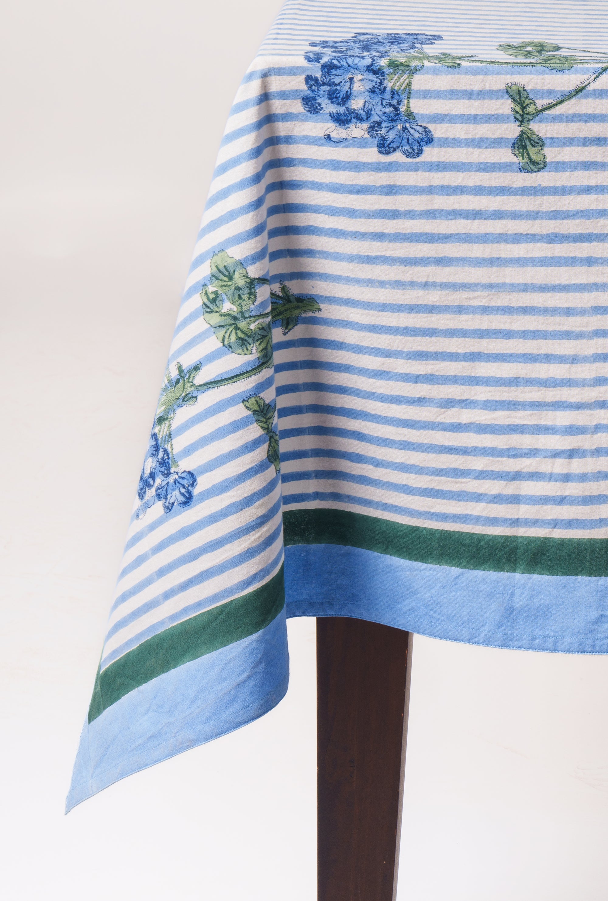 Blue Hydrangea Blockprint Tablecloth – Inner Child