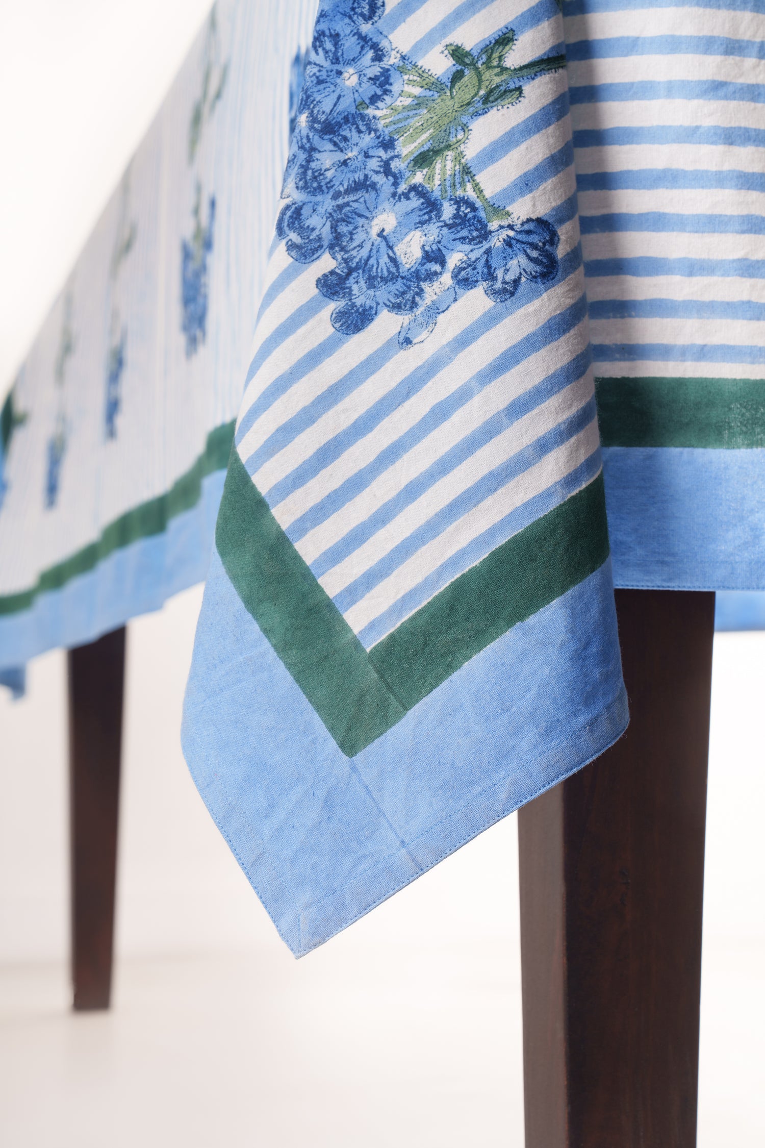 Blue Hydrangea Blockprint Tablecloth – Inner Child