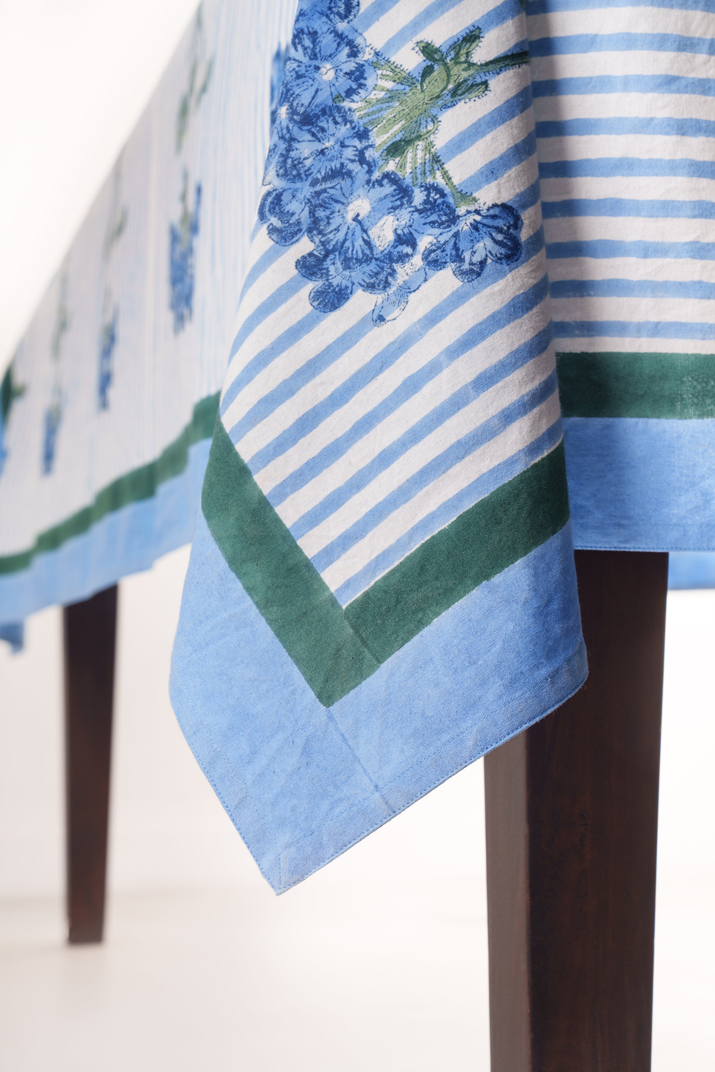 Blue Hydrangea Blockprint Tablecloth – Inner Child