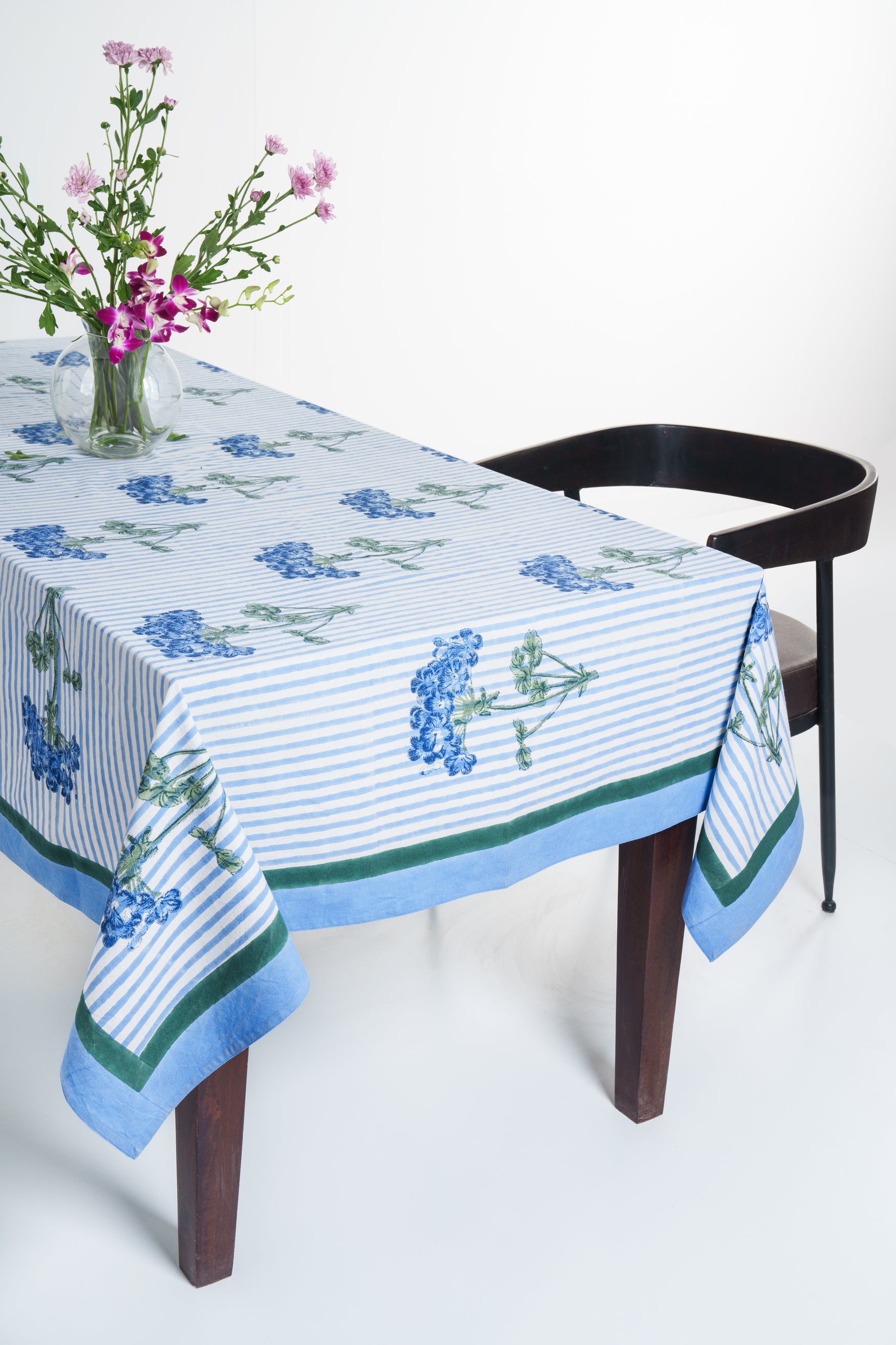 Blue Hydrangea Blockprint Tablecloth – Inner Child