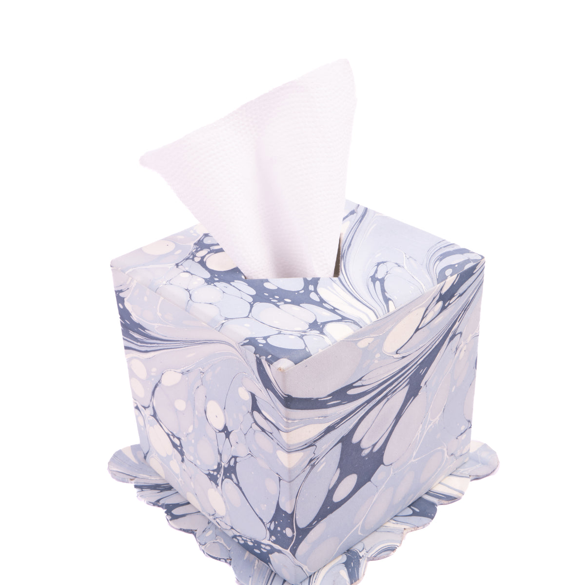 Hand-Marbled Scallop Tissue Box Cover in Ocean Wave – Inner Child