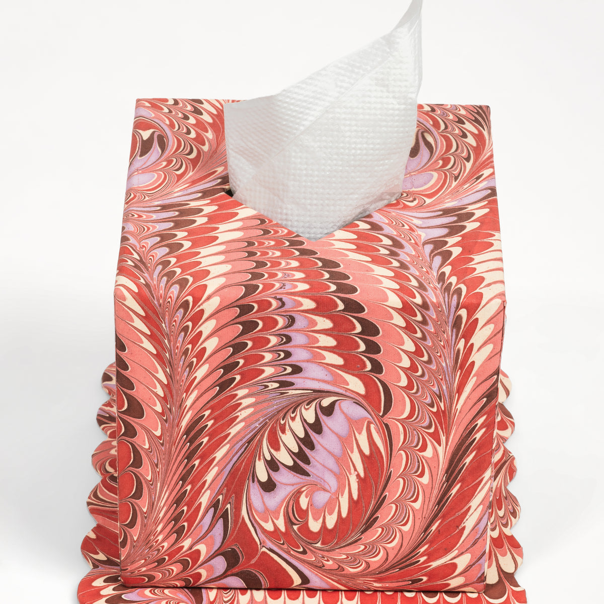 Hand-Marbled Scallop Tissue Box Cover in Florentine Pink – Inner Child