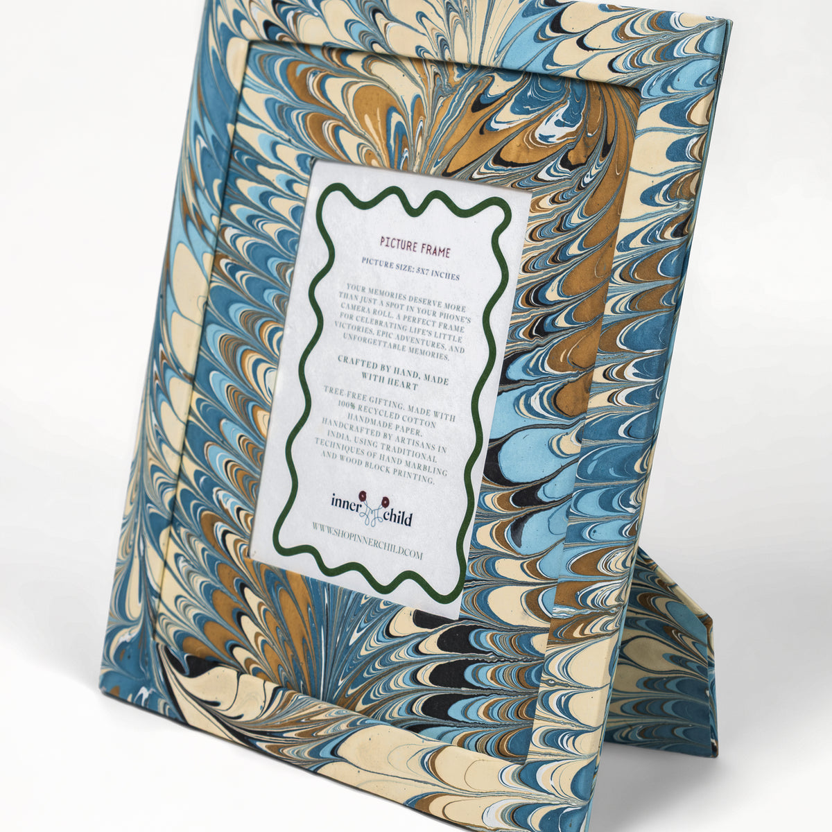 Hand-Marbled Large Wall Picture Frame in Flatiron Feathers, 5x7 – Inner ...