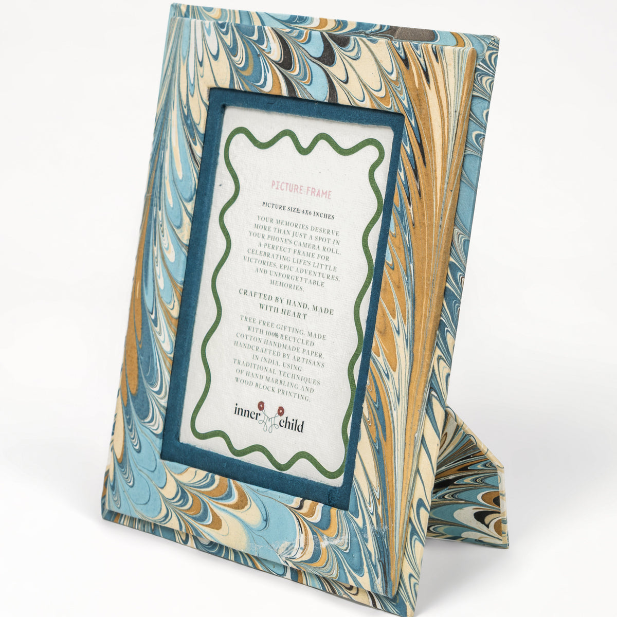 Hand-Marbled Picture Frame in Nila Feathers, 4x6 – Inner Child