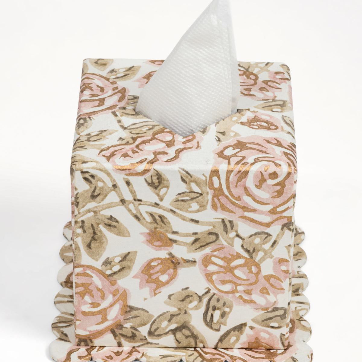 Blockprint Scallop Tissue Box Cover in Rose Garden – Inner Child
