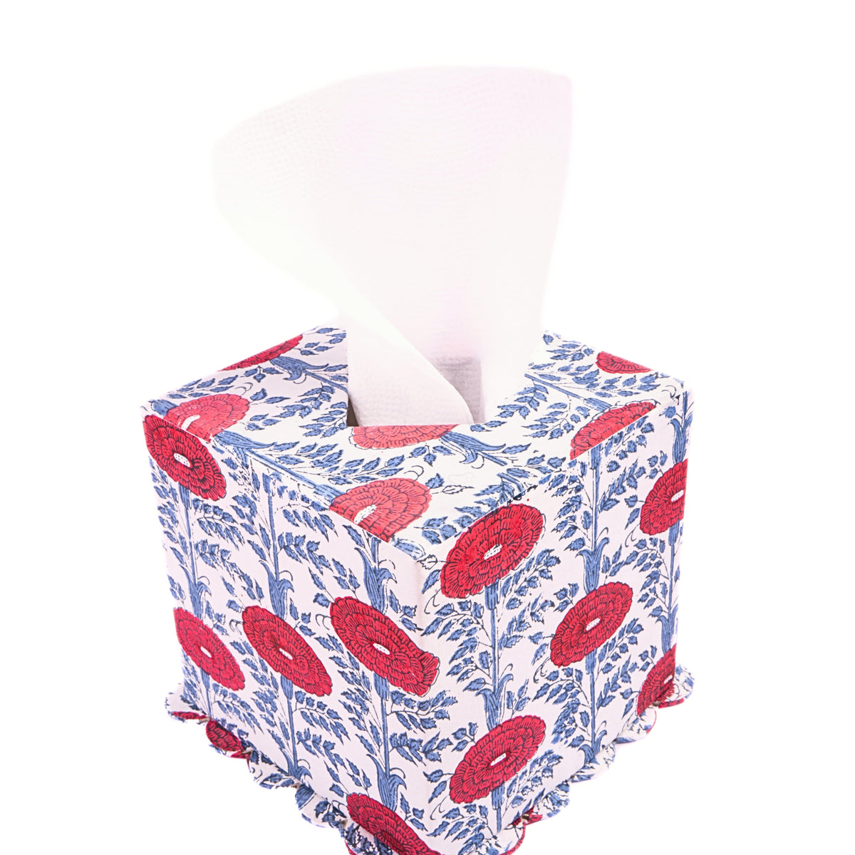 Scallop Tissue Box Cover in Araminta Blockprint – Inner Child