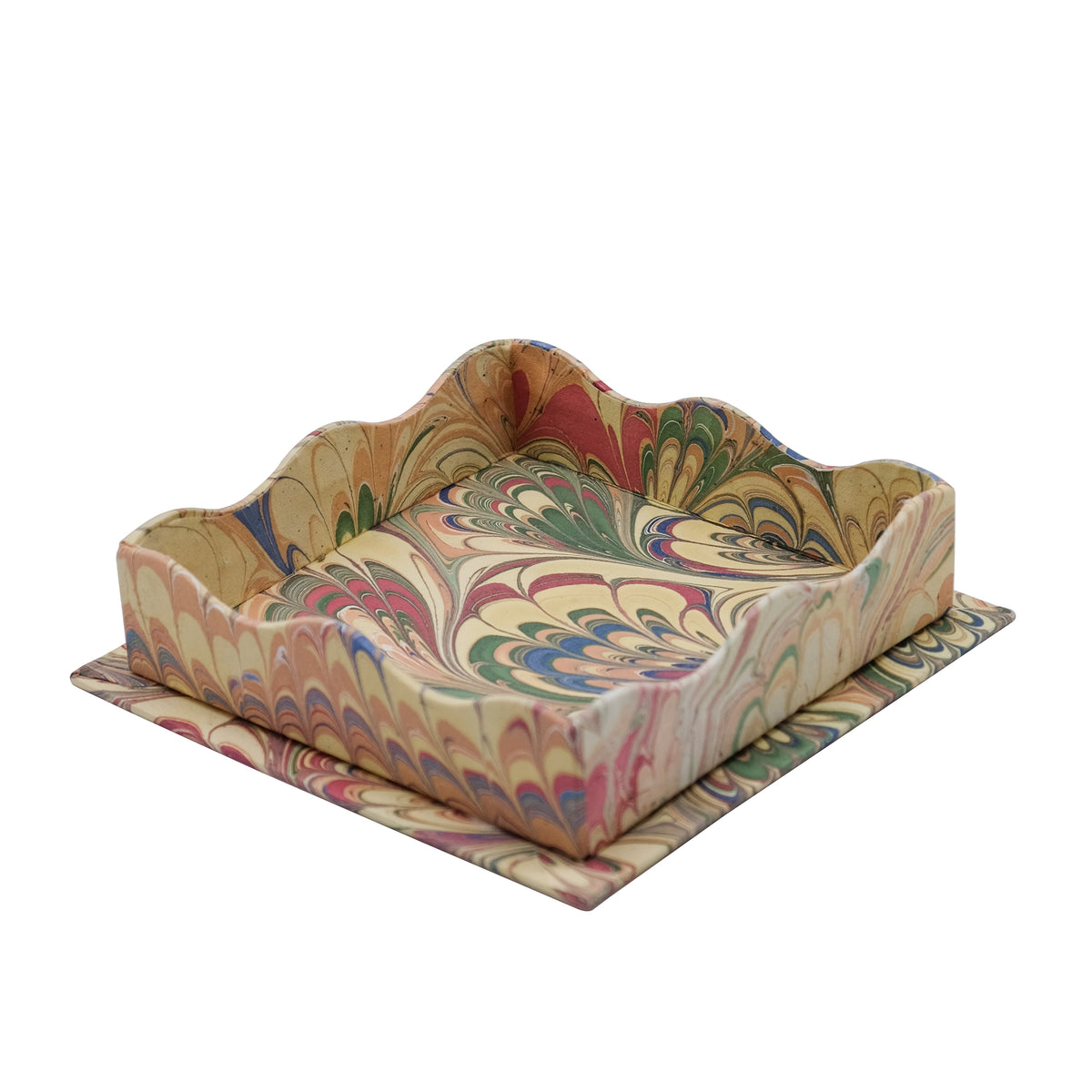 Trinket Cocktail Napkin Tray in Multicolor Marbling – Inner Child